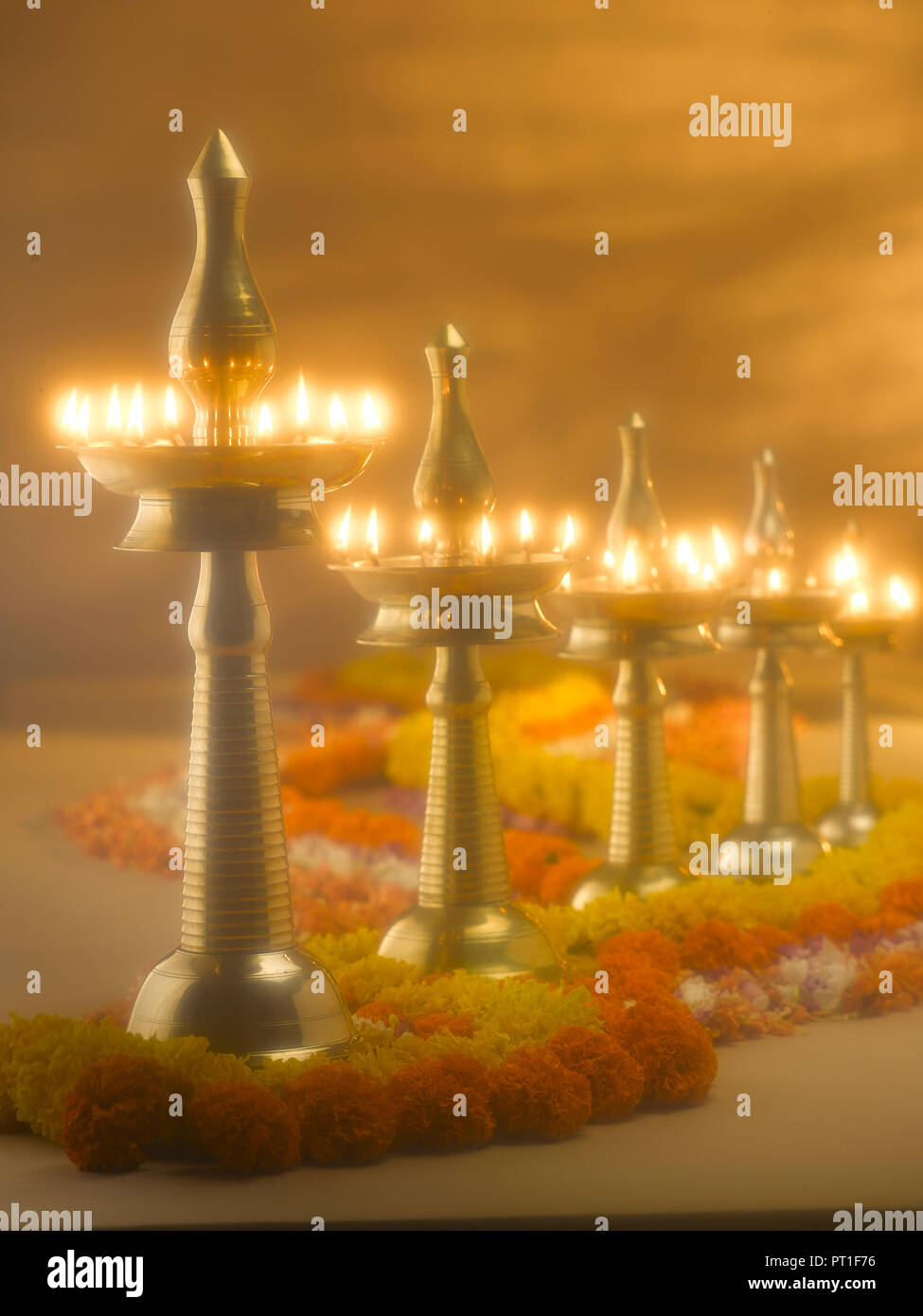 STILL LIFE OF BRASS DECORATIVE LAMPS USED IN RELIGIOUS AND FESTIVALS IN ...