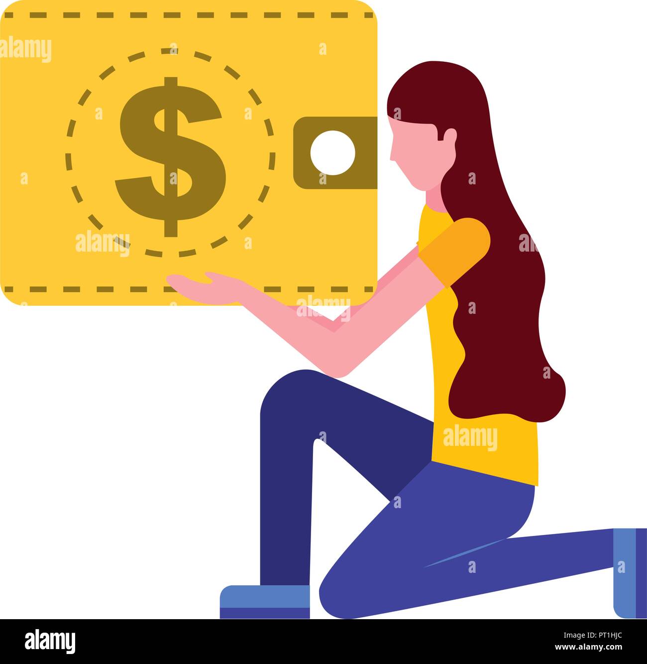 Concept single woman money Stock Vector Images - Alamy