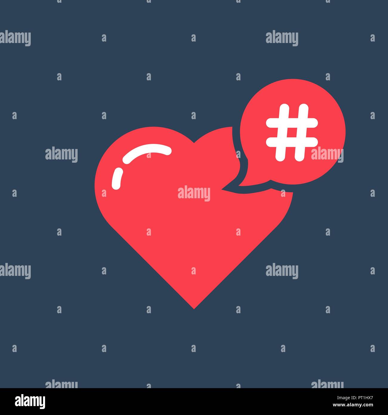 red hashtag icon like heart Stock Vector Image & Art - Alamy