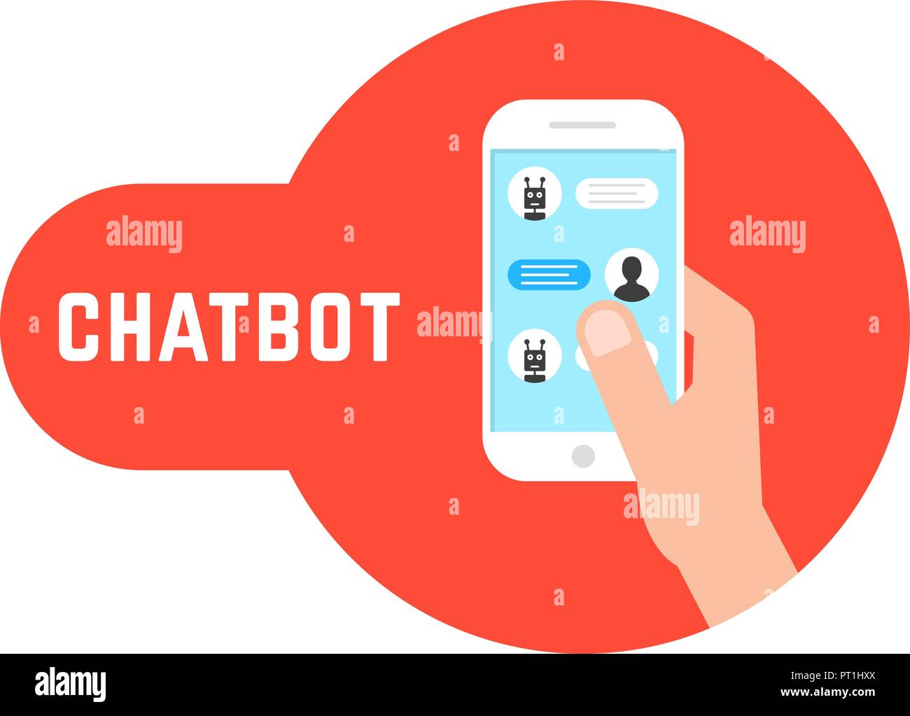 hand holding phone with chatbot Stock Vector Image & Art - Alamy