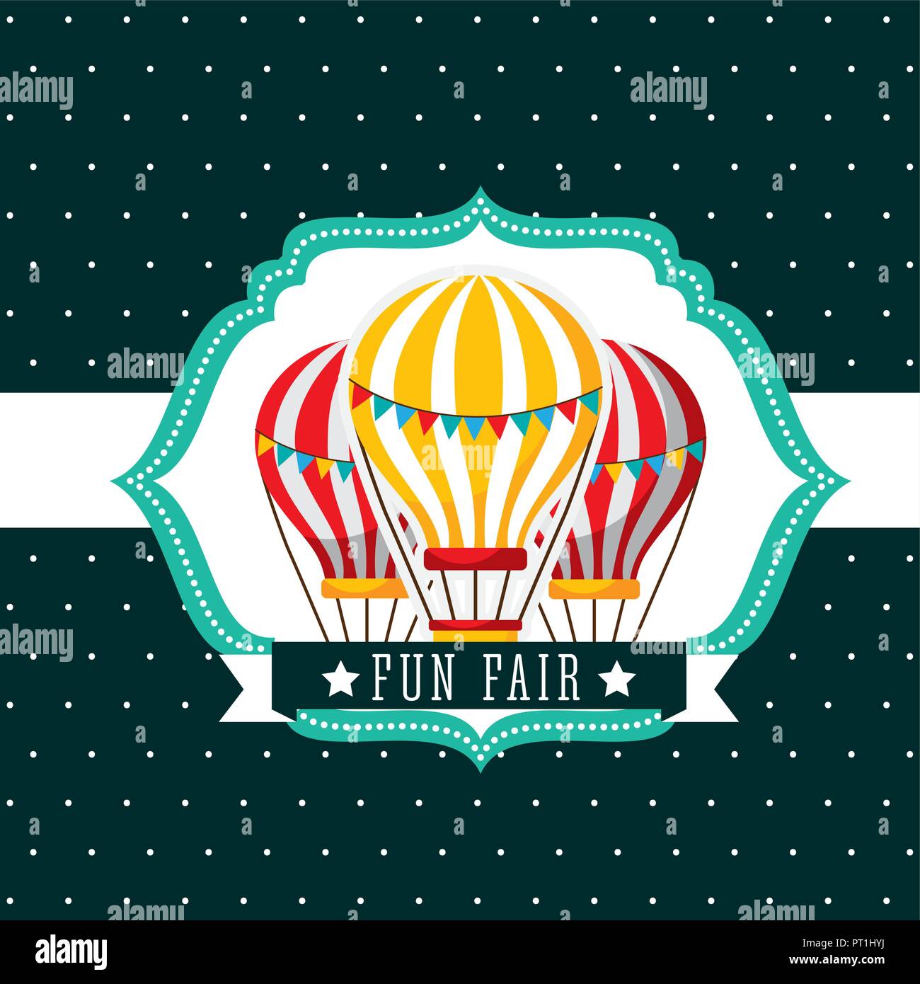 hot air balloons recreation carnival fun fair retro label Stock Vector ...