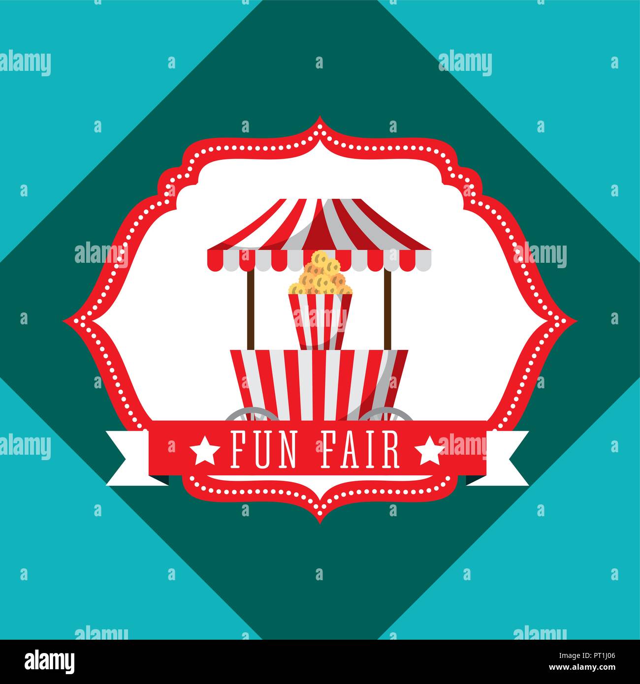 booth popcorn carnival fun fair retro label Stock Vector Image & Art ...