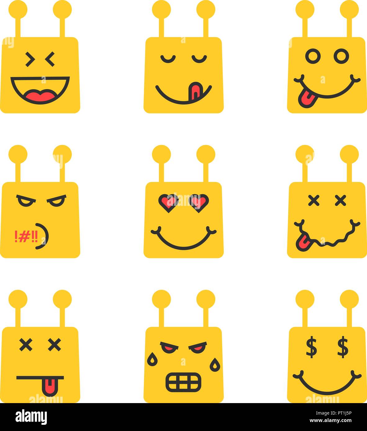 set of yellow chatbot emoji icon Stock Vector Image & Art - Alamy