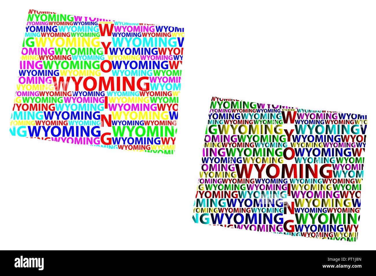 Sketch Wyoming (United States of America) letter text map, Wyoming map ...