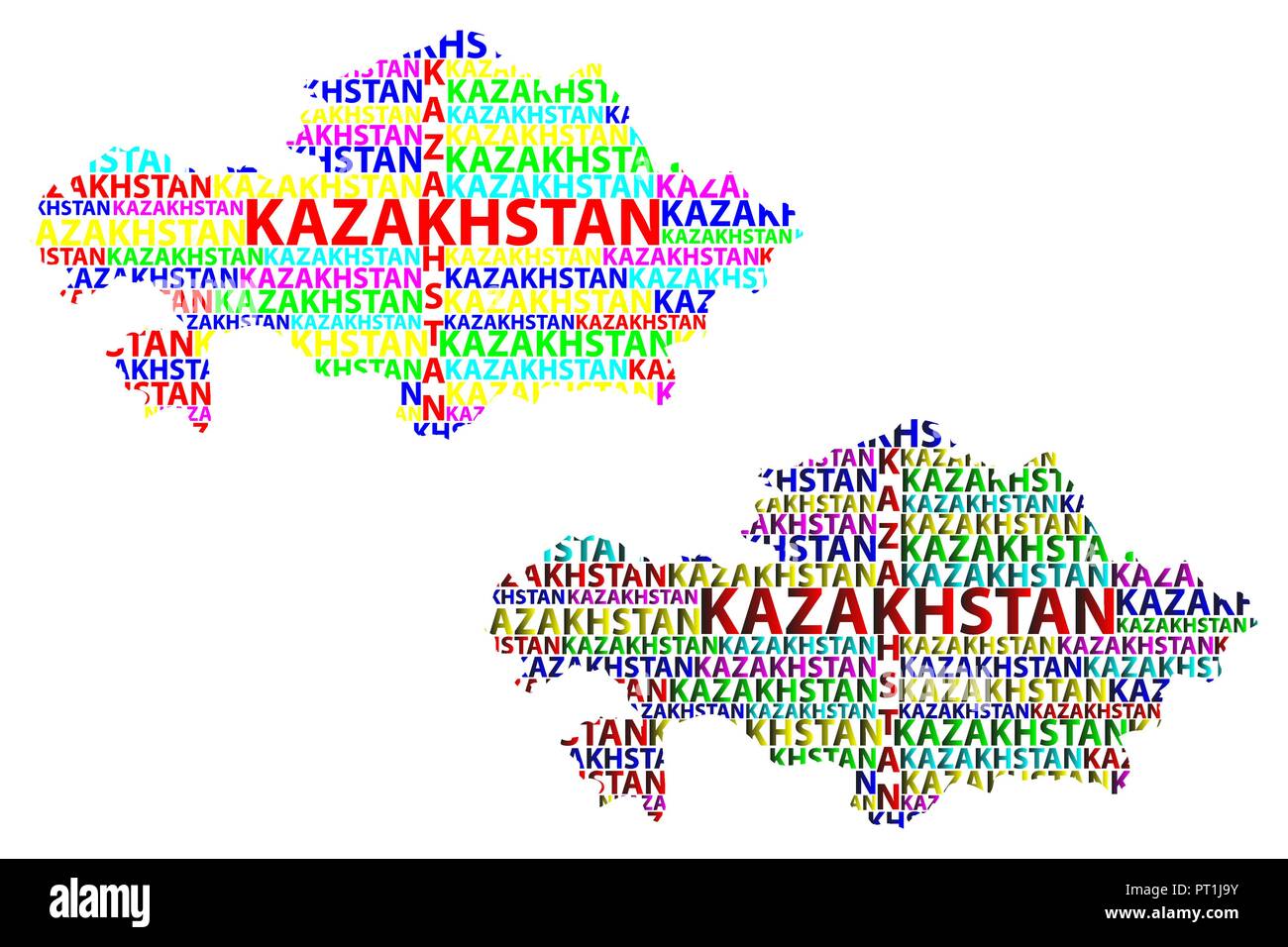 Sketch Kazakhstan letter text map, Republic of Kazakhstan - in the ...
