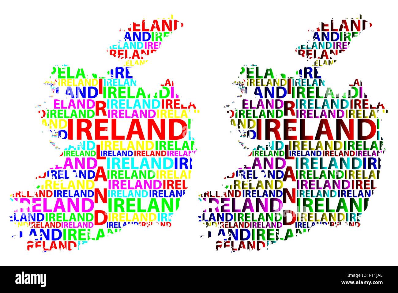Sketch Ireland letter text map, Republic of Ireland - in the shape of ...