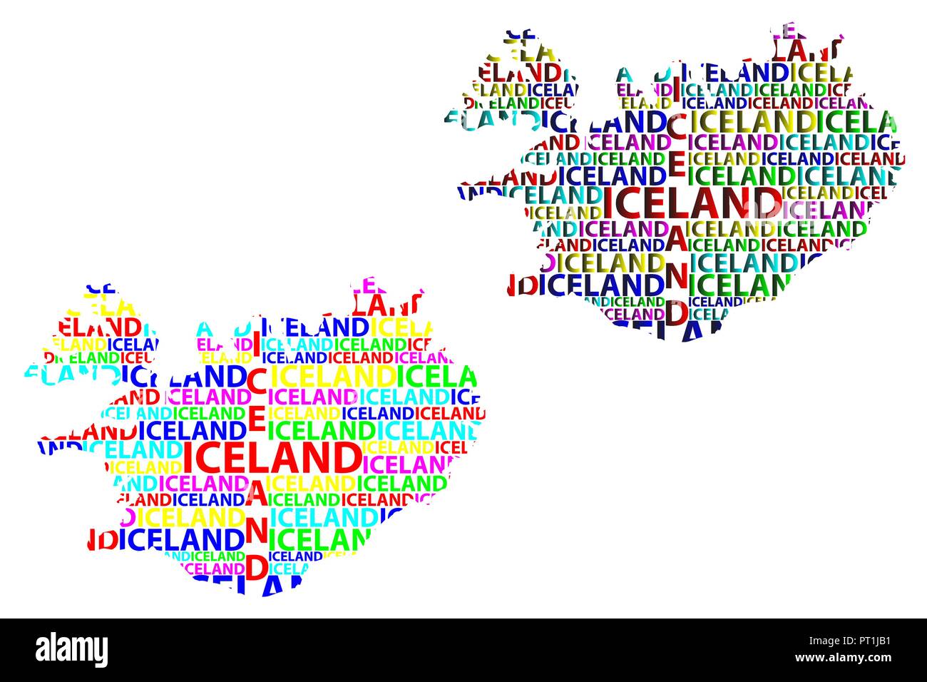 Sketch Iceland letter text map, Nordic island country - in the shape of ...
