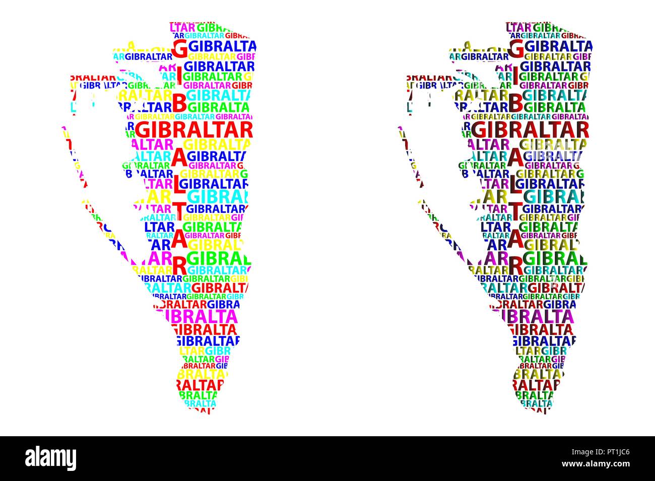 Sketch Gibraltar letter text map, Rock of Gibraltar - in the shape of ...