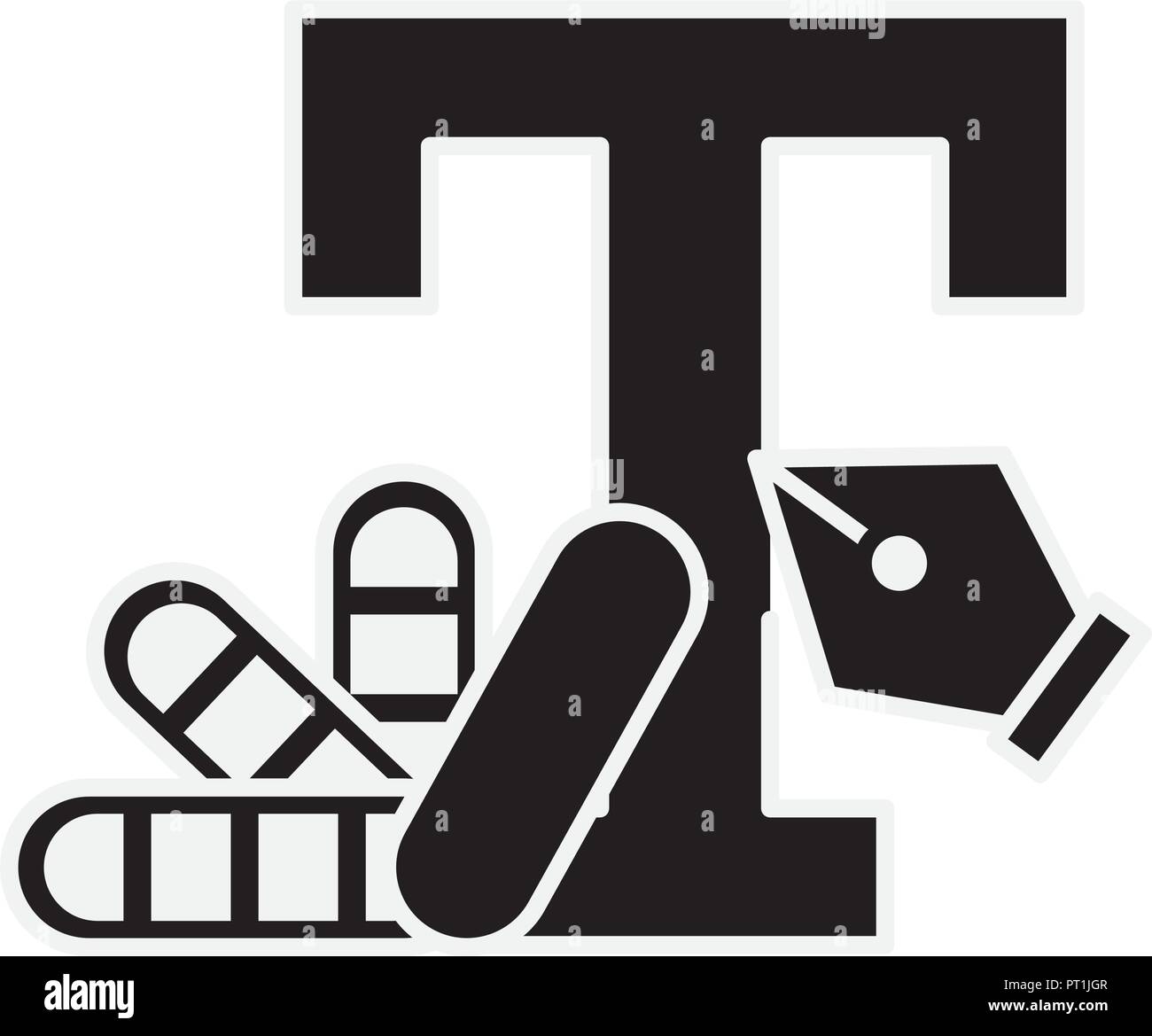 graphic design type tools color tone fountain pen Stock Vector Image ...