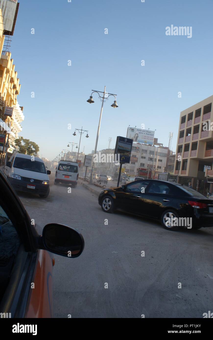 difficult traffic in Egypt, no limit drivers with very high speed Stock ...