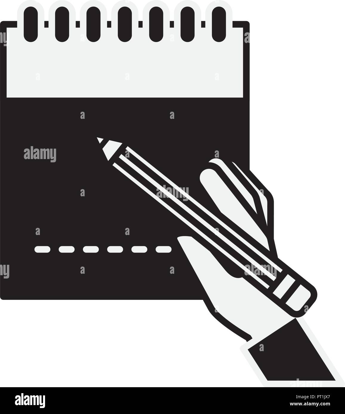 hand holding pencil writing on notepad Stock Vector Image & Art - Alamy