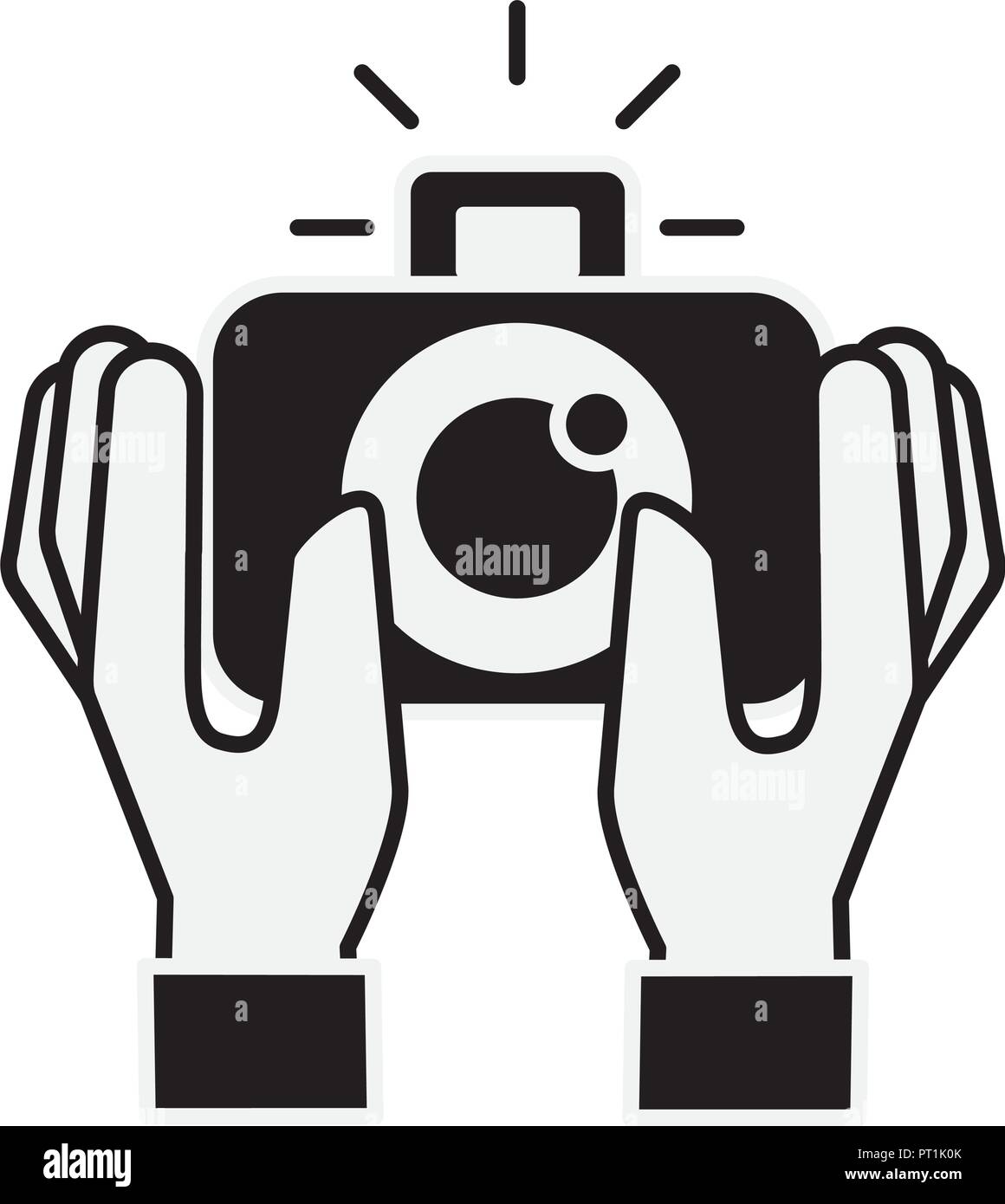hands holding photographic camera gadget Stock Vector Image & Art - Alamy
