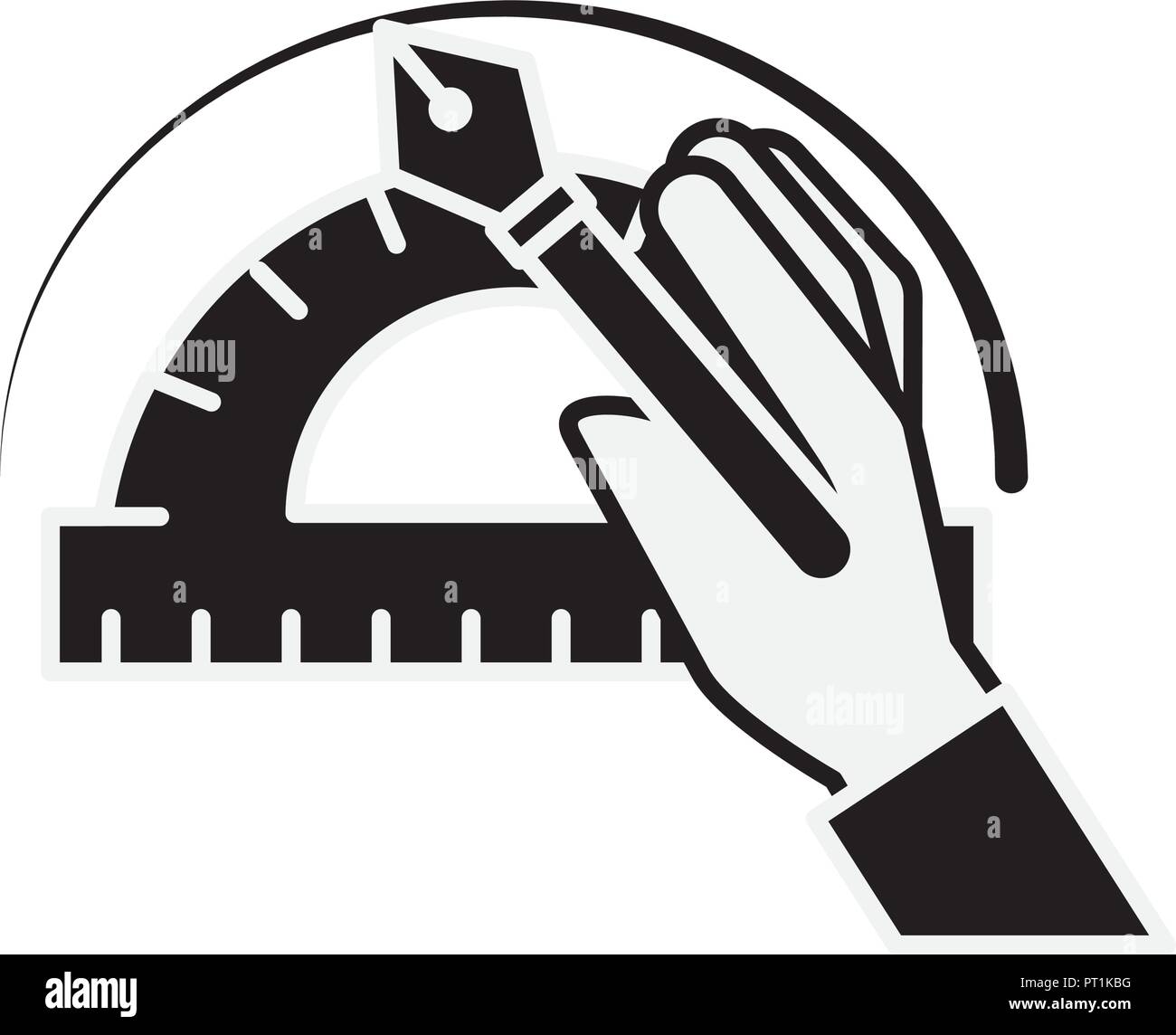 hand with fountain pen protractor graphic design Stock Vector Image ...