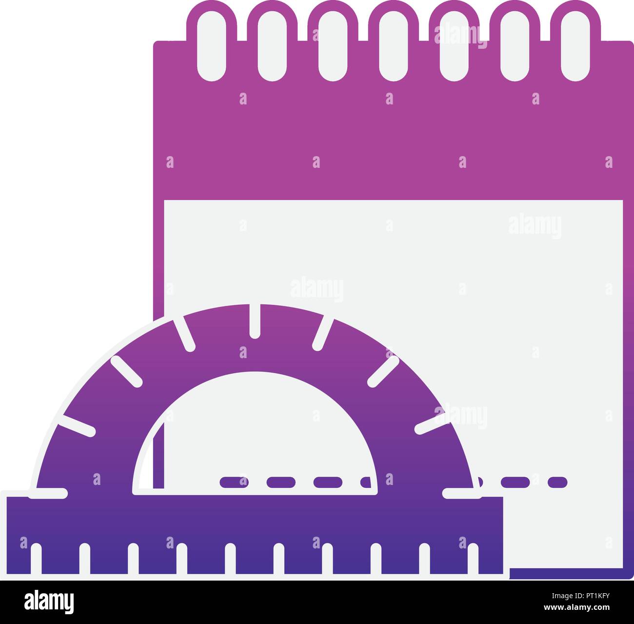 graphic design notepad and protractor measure tool Stock Vector Image ...