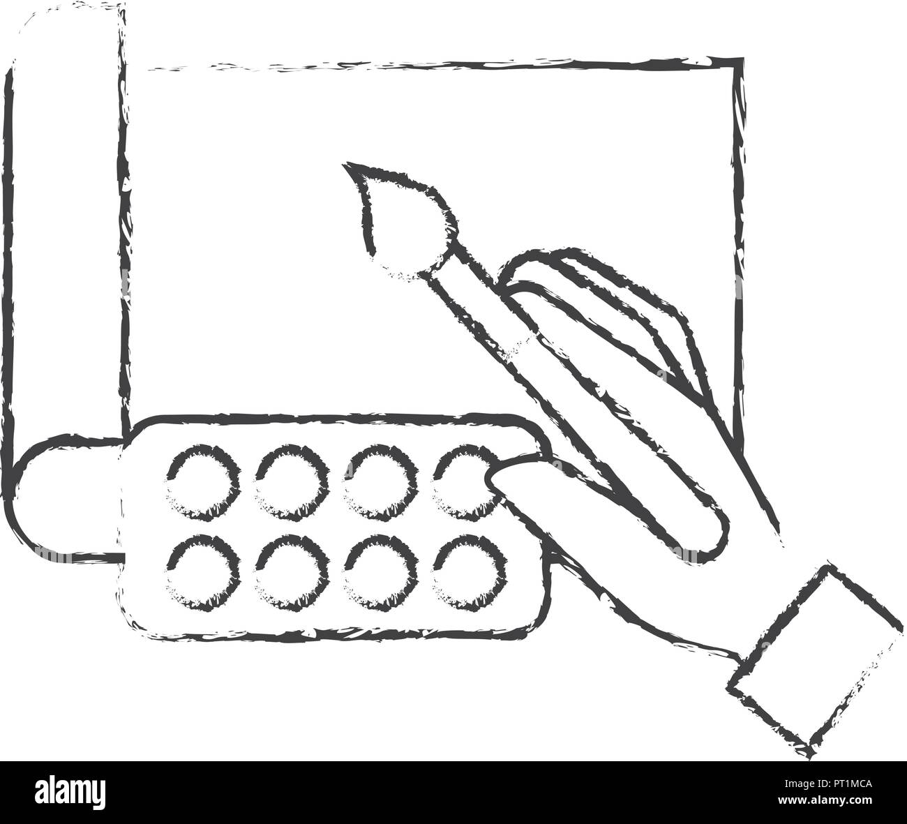 graphic designer hands with brush color painting Stock Vector Image ...