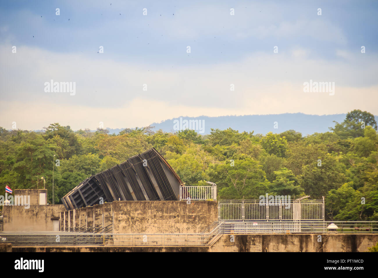 Hydraulic water gate is shifting up to allow water flow through in the ...