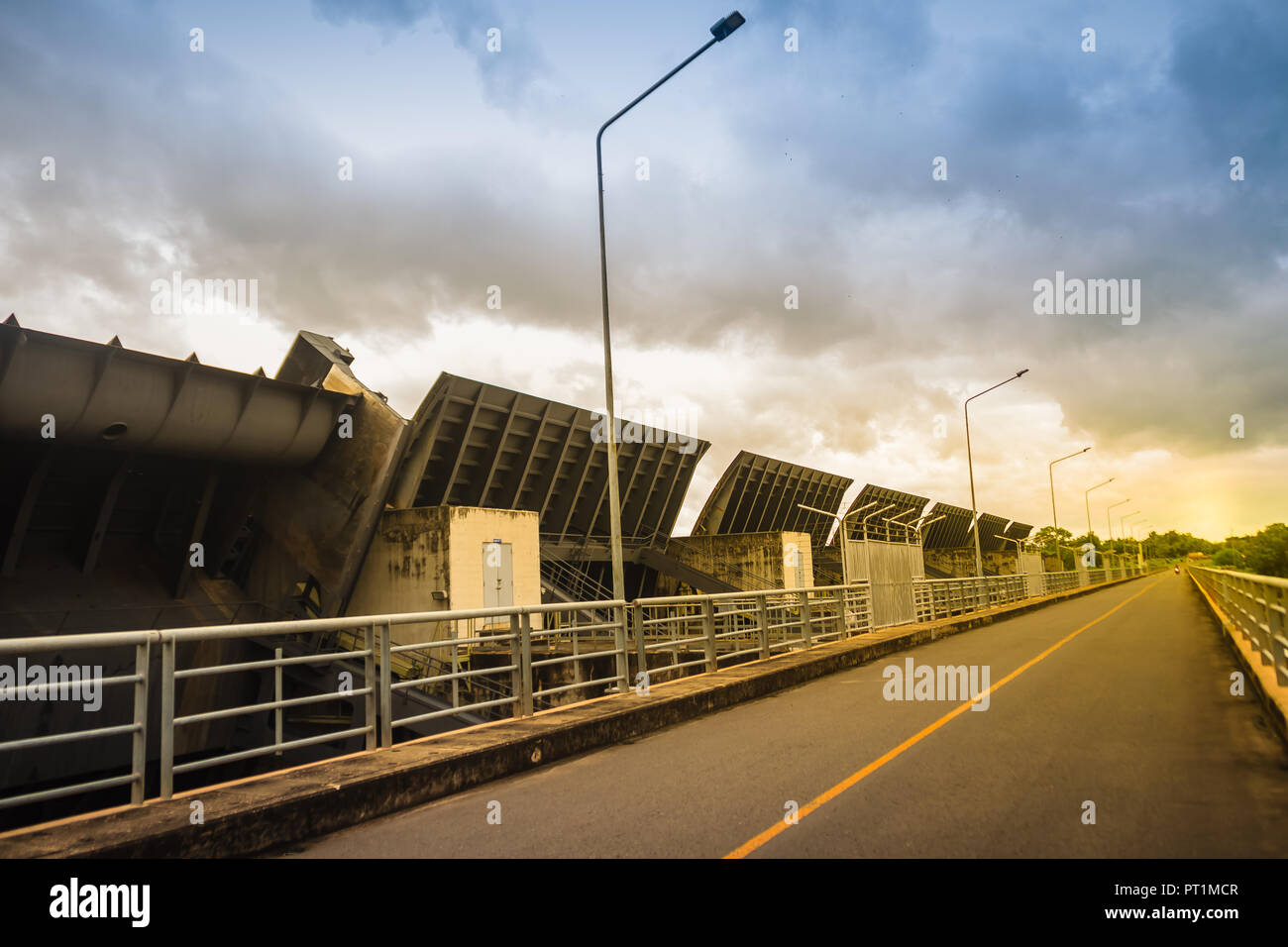 Hydraulic water gate is shifting up to allow water flow through in the ...