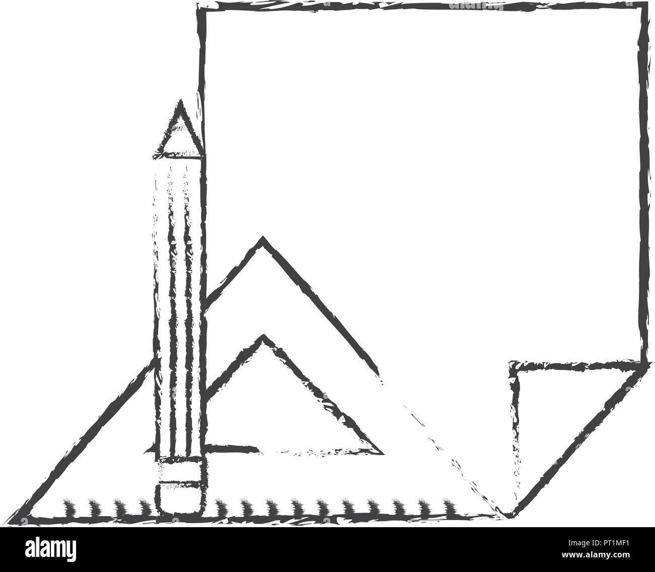 paper blank triangle ruler and pencil supplies Stock Vector Image & Art ...
