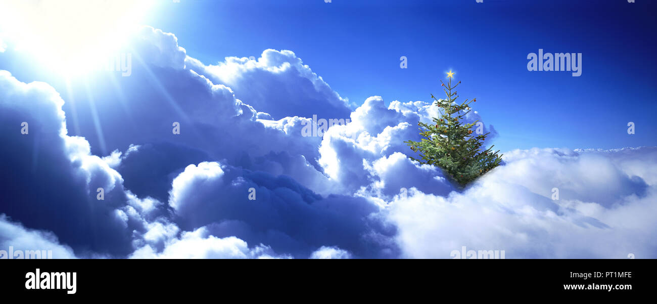 Christmas Tree Through Clouds Stock Photo - Alamy