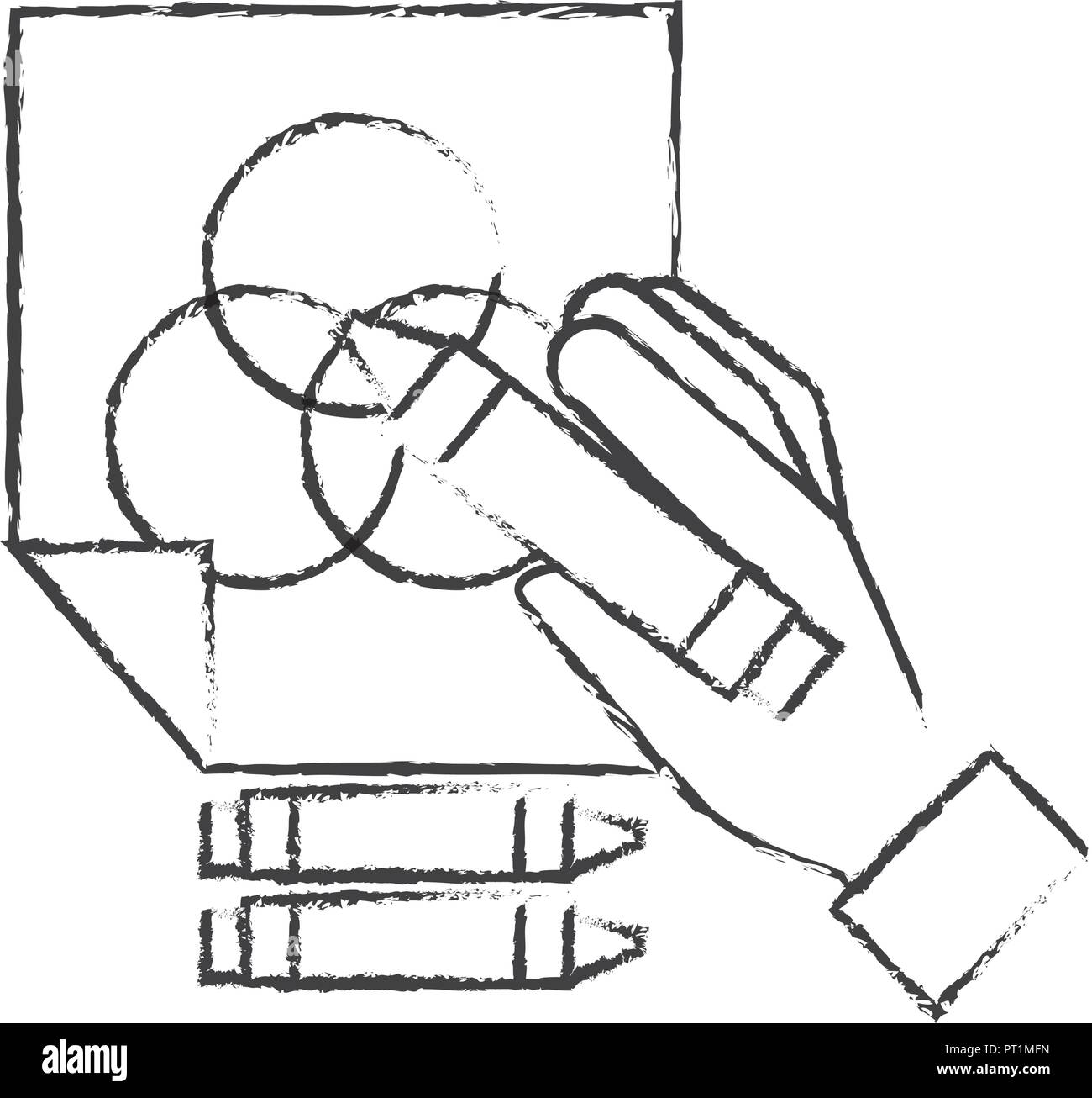 hand holding color crayon drawn on paper Stock Vector Image & Art - Alamy