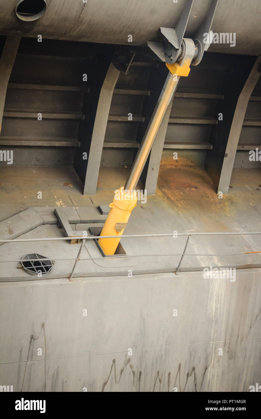 Hydraulic water gate is shifting up to allow water flow through in the ...