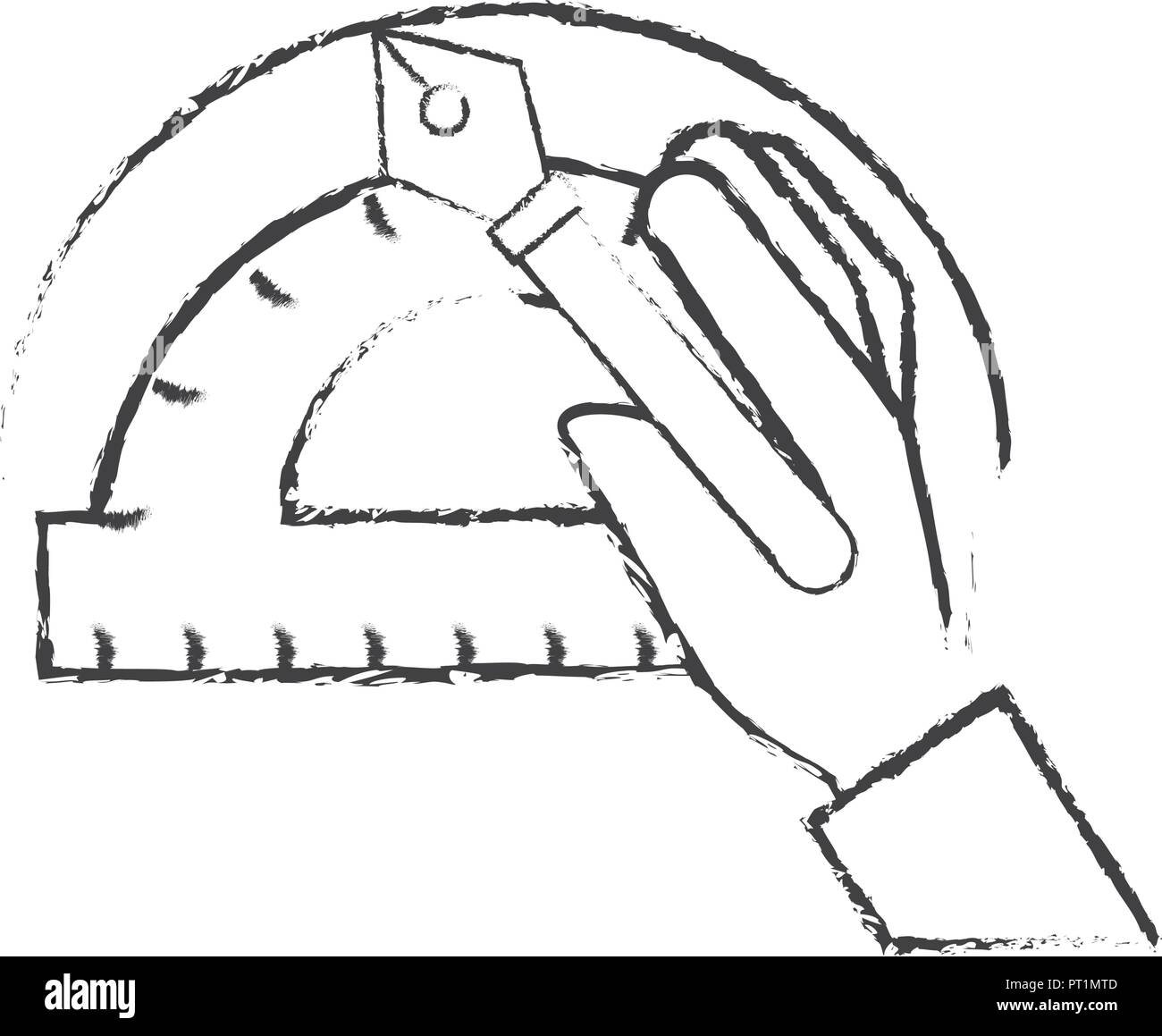 hand with fountain pen protractor graphic design Stock Vector Image ...