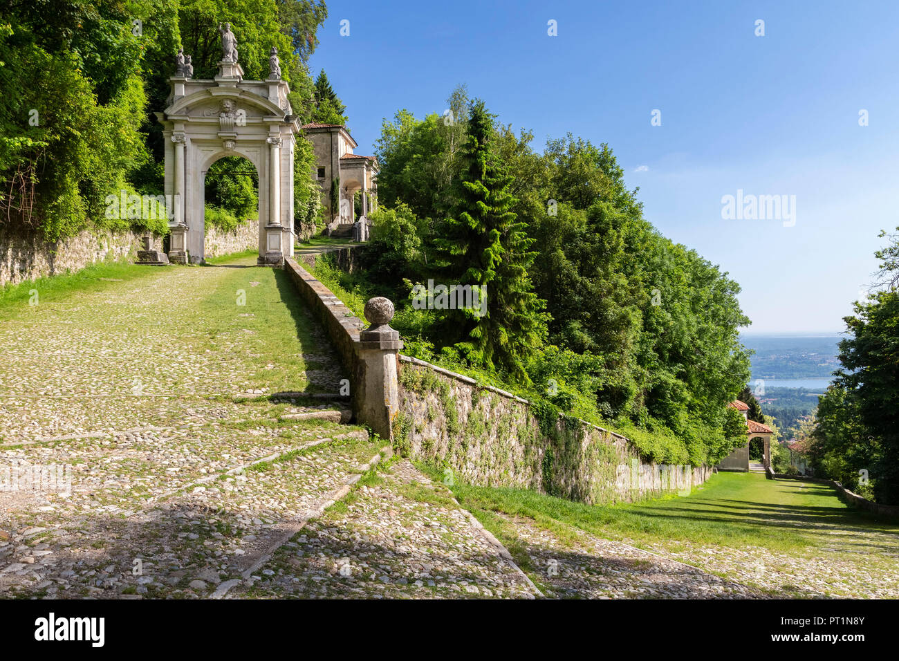 View of the chapels and the sacred way of Sacro Monte di Varese, Unesco ...