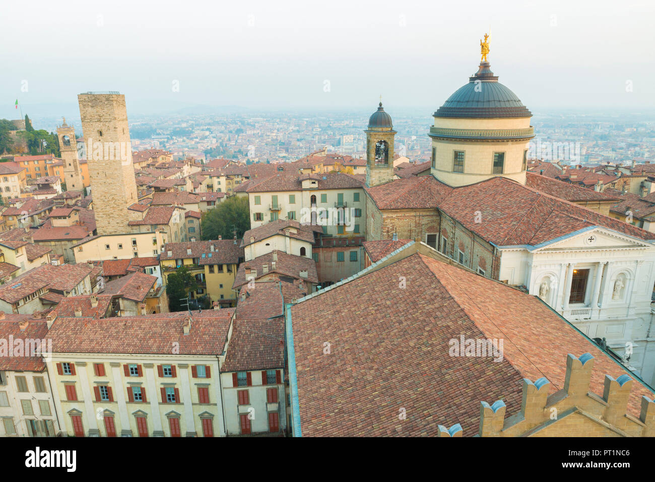 Cathedral of Bergamo from above, Bergamo (Upper town), Lombardy, Italy ...