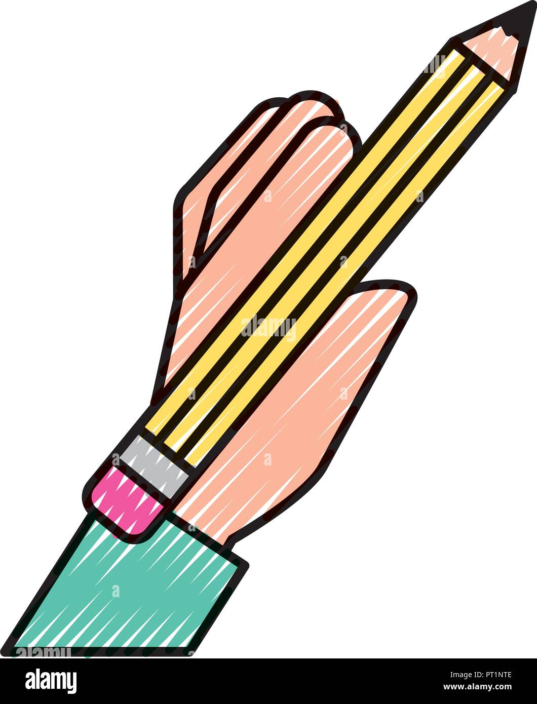 graphic design hand holding pencil Stock Vector Image & Art - Alamy