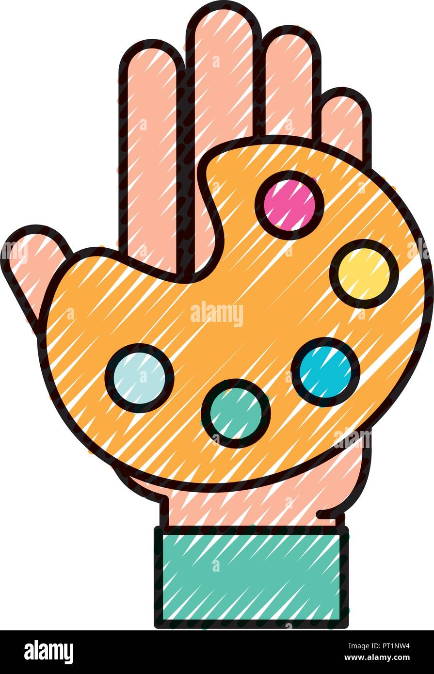 graphic designer hand with palette color Stock Vector Image & Art - Alamy