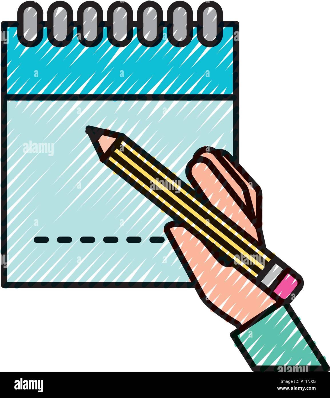 hand holding pencil writing on notepad Stock Vector Image & Art - Alamy