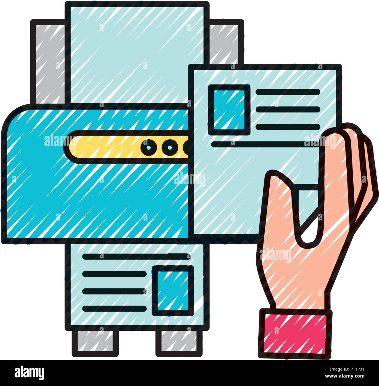 hand holding paper copy printer machine Stock Vector Image & Art - Alamy
