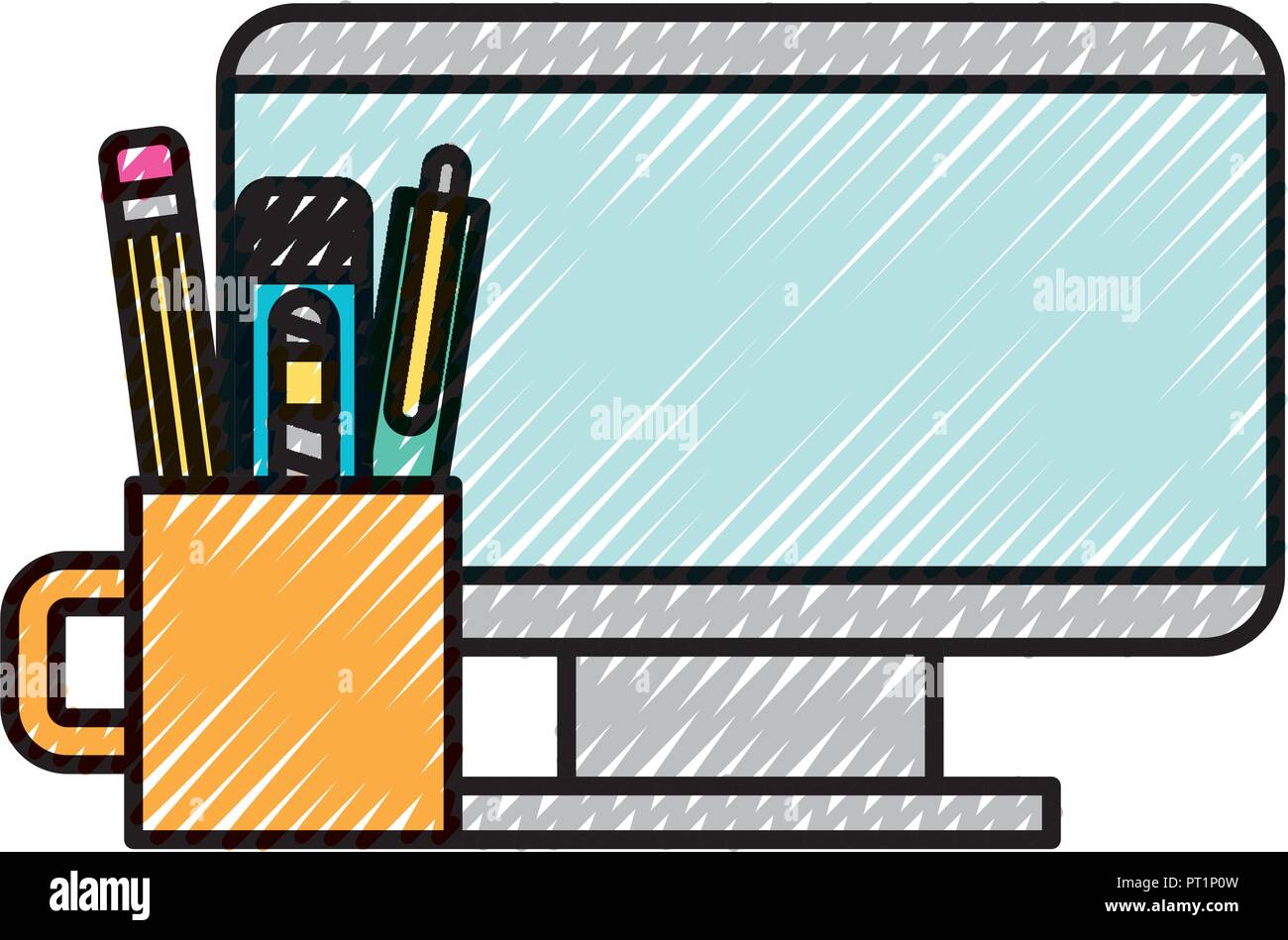 Office workplace computer accessories Stock Vector Images - Alamy