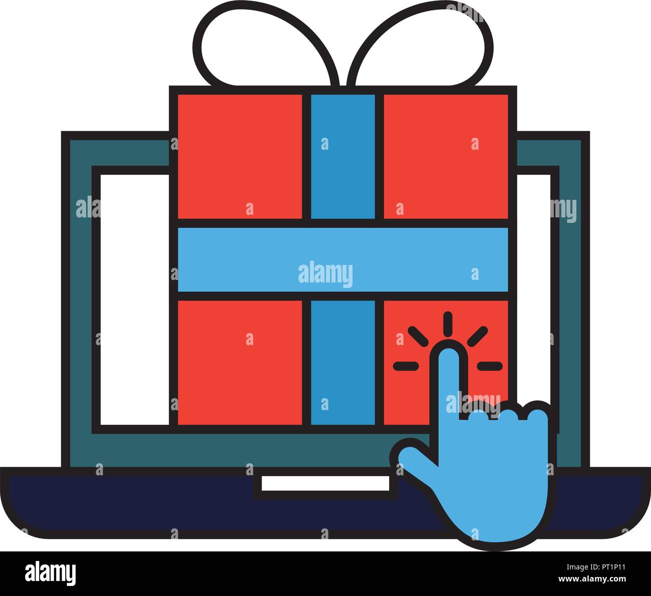 laptop computer gift box clicking Stock Vector Image & Art - Alamy