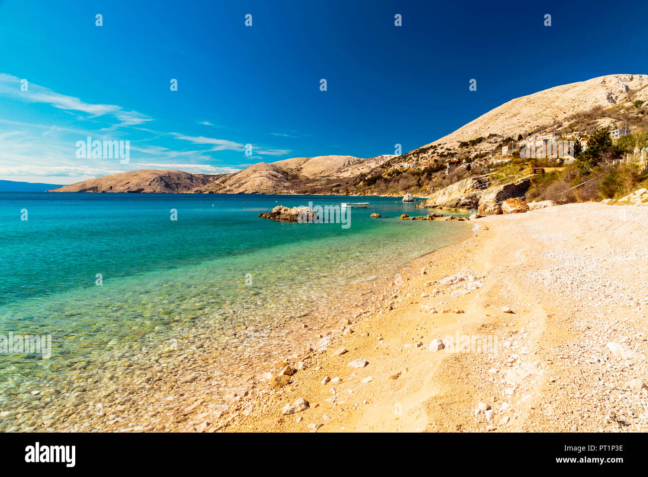 The beach of Stara Baska in Krk Island, Dalmatia, Adriatic Coast ...