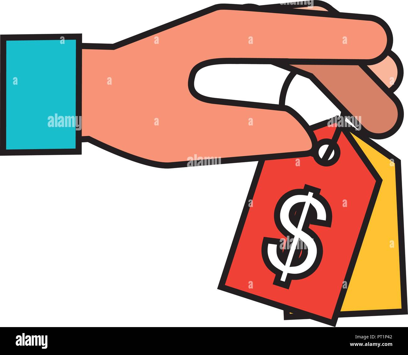 Hand holding price tag Stock Vector Images - Alamy