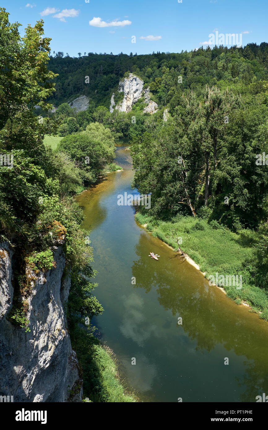 Germany, Baden-Wurttemberg, Sigmaringen district, Canoe on Danube river ...