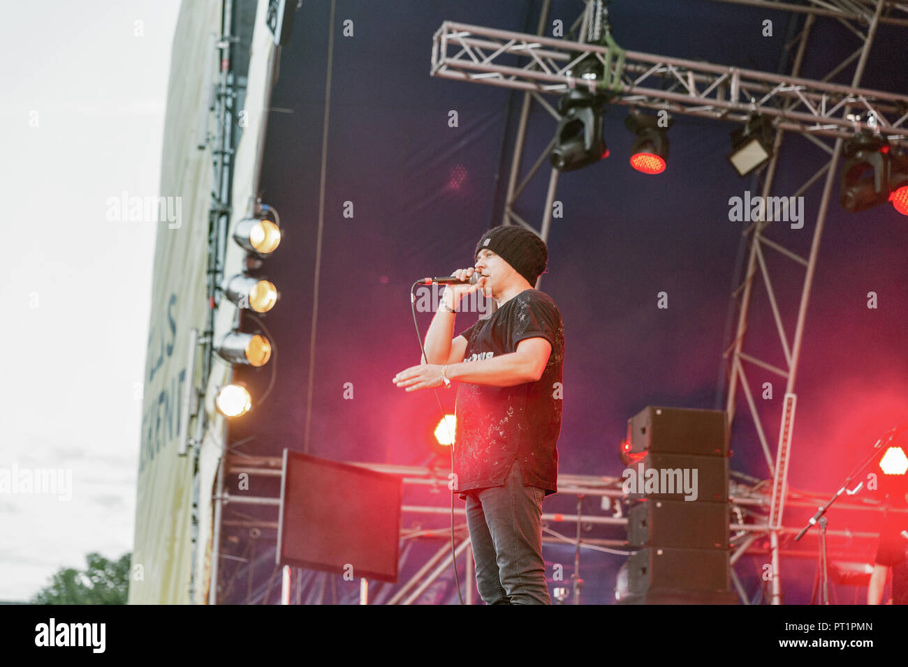 KIEV, UKRAINE - JULY 05, 2018: Ukrainian hip-hop band TNMK and Fozzi ...
