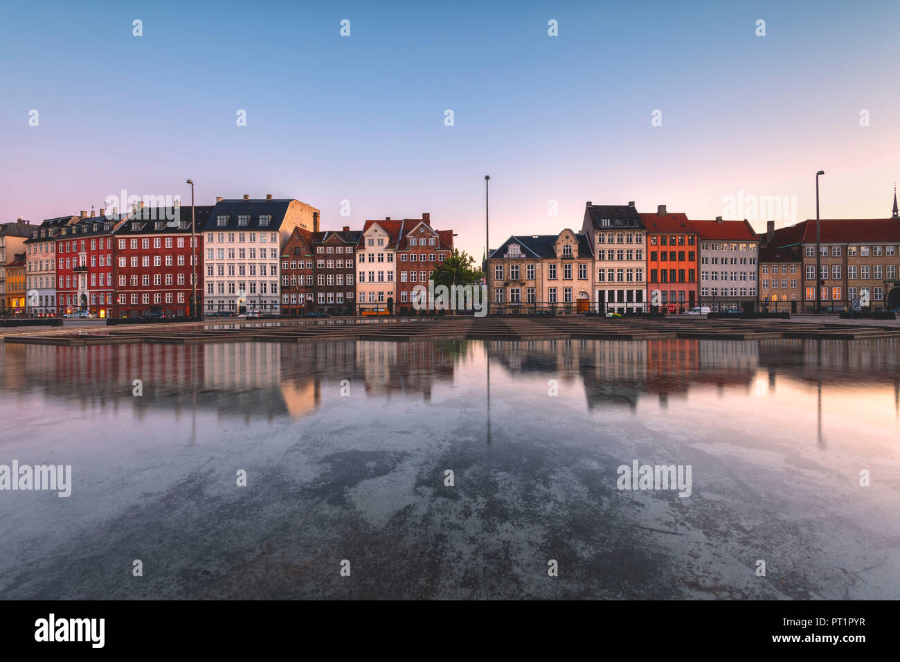 Colorful houses at Dusk, Copenhagen, Hovedstaden, Denmark, Northern ...