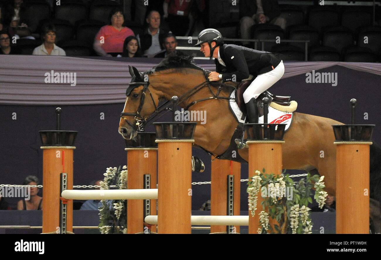 Birmingham, UK. 5th October 2018. Michael Duffy (IRL) riding "Egalini ...