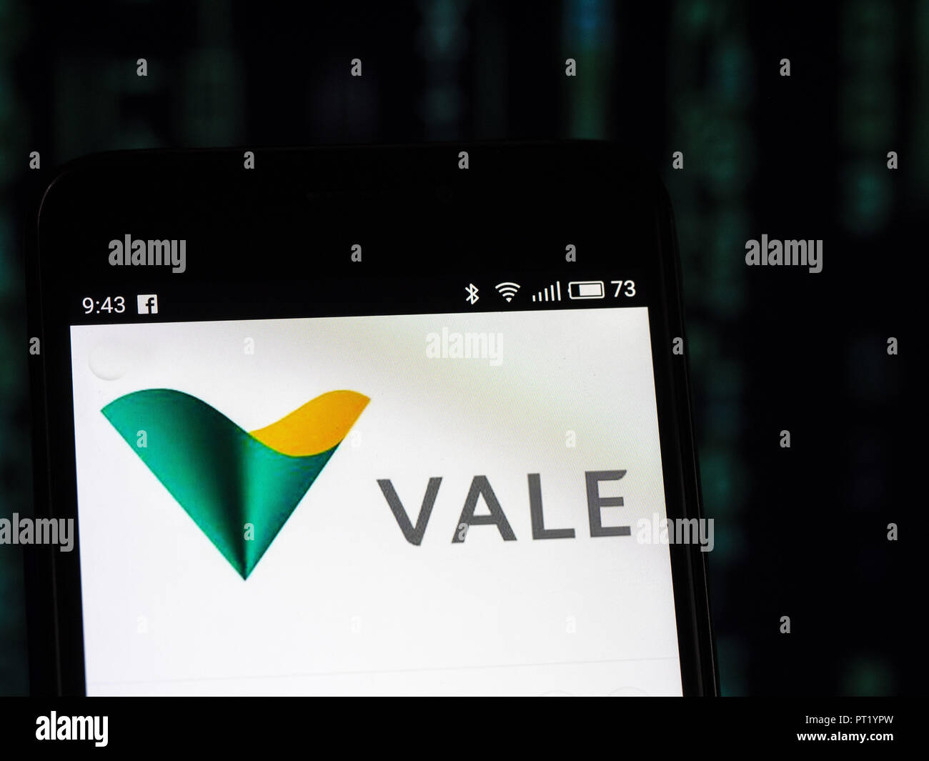 Kiev, Ukraine. 27th Sep, 2018. Vale S.A. logo seen displayed on smart ...