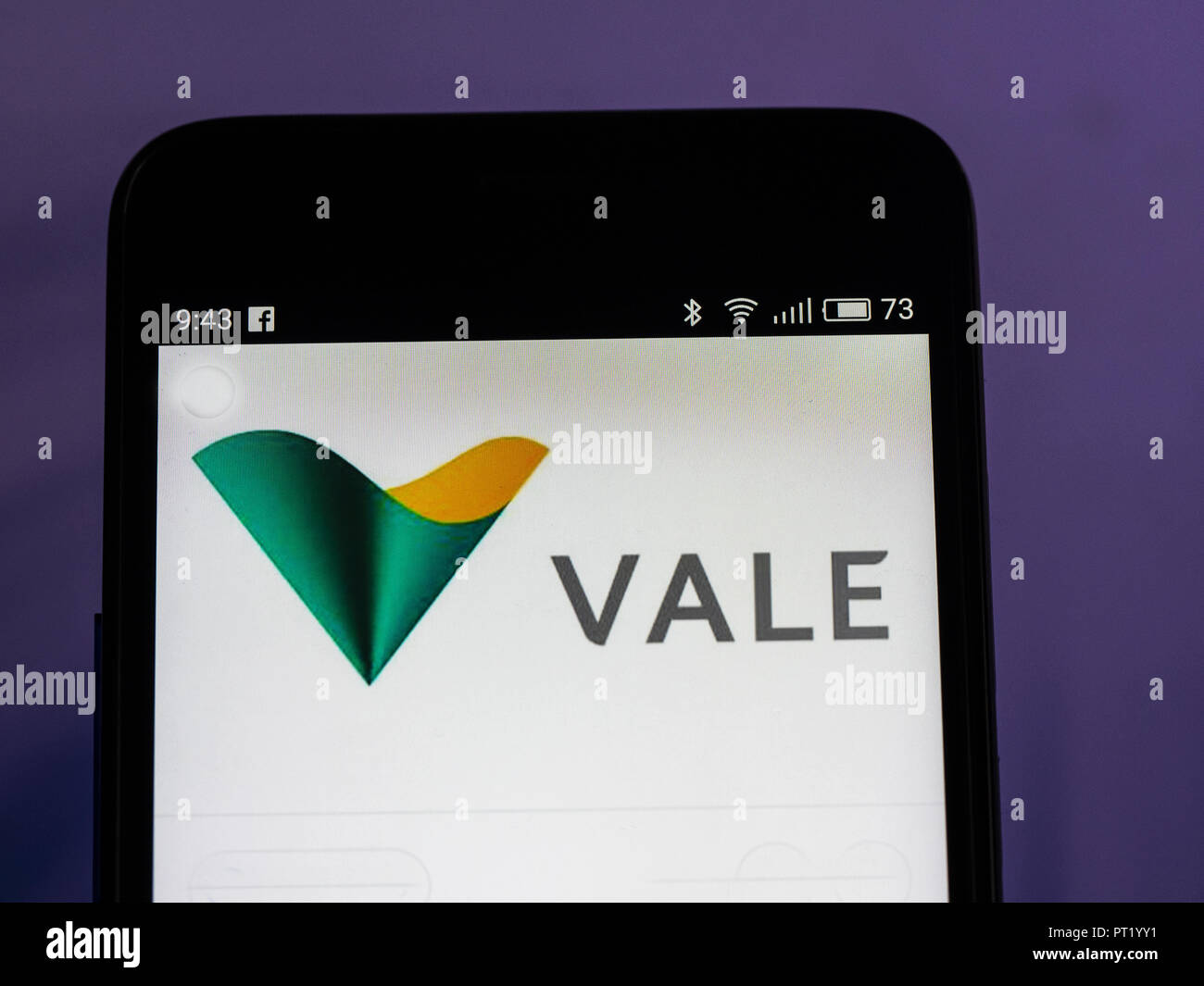 Kiev, Ukraine. 27th Sep, 2018. Vale S.A. logo seen displayed on smart ...