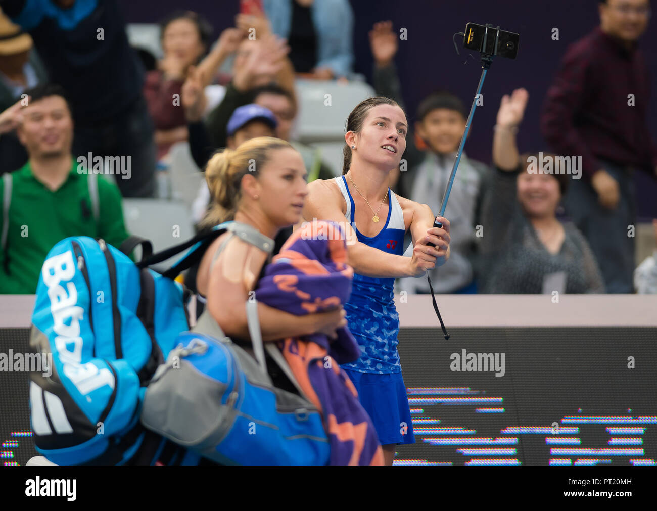 October 5, 2018 - Anastasija Sevastova of Latvia celebrates winning her ...