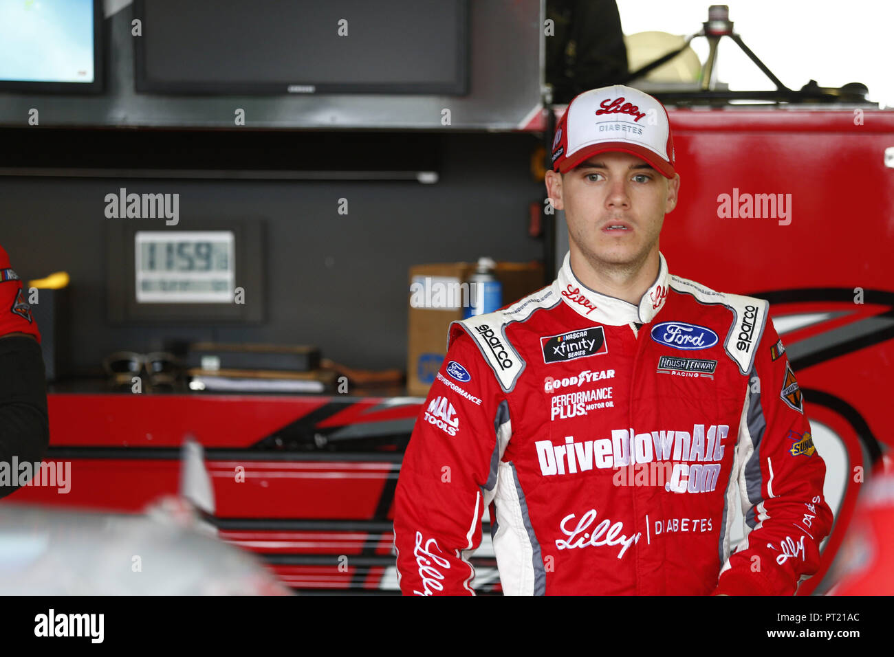 Dover, Delaware, USA. 5th Oct, 2018. Ryan Reed (16) hangs out in the ...