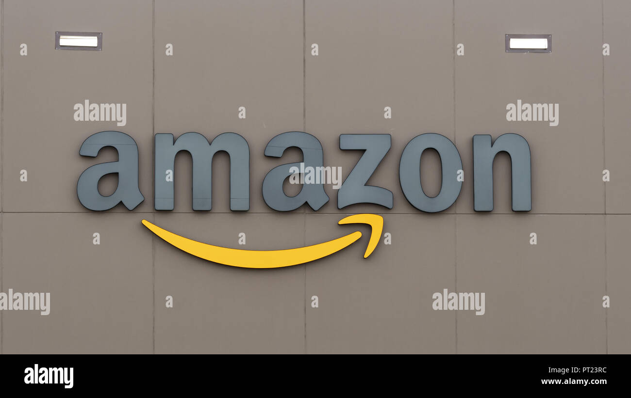 Balzac, Alberta, Canada. 12th Sep, 2018. An Amazon sign and logo at one ...