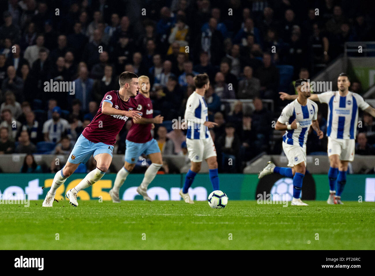 Brighton, UK. 05th Oct, 2018. Declan Rice of West Ham United during the ...