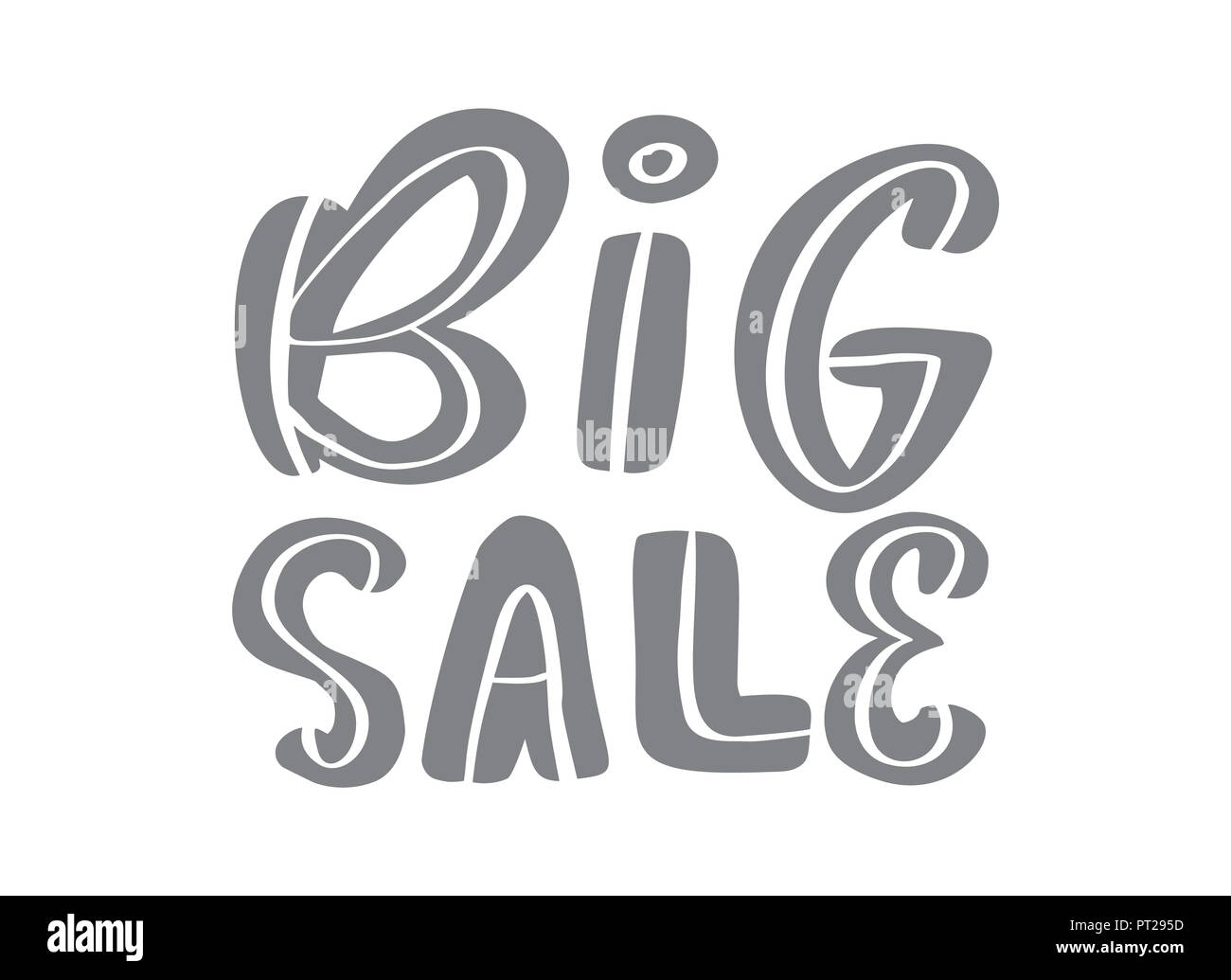 Big sale gray calligraphy and lettering text on white background. Hand ...