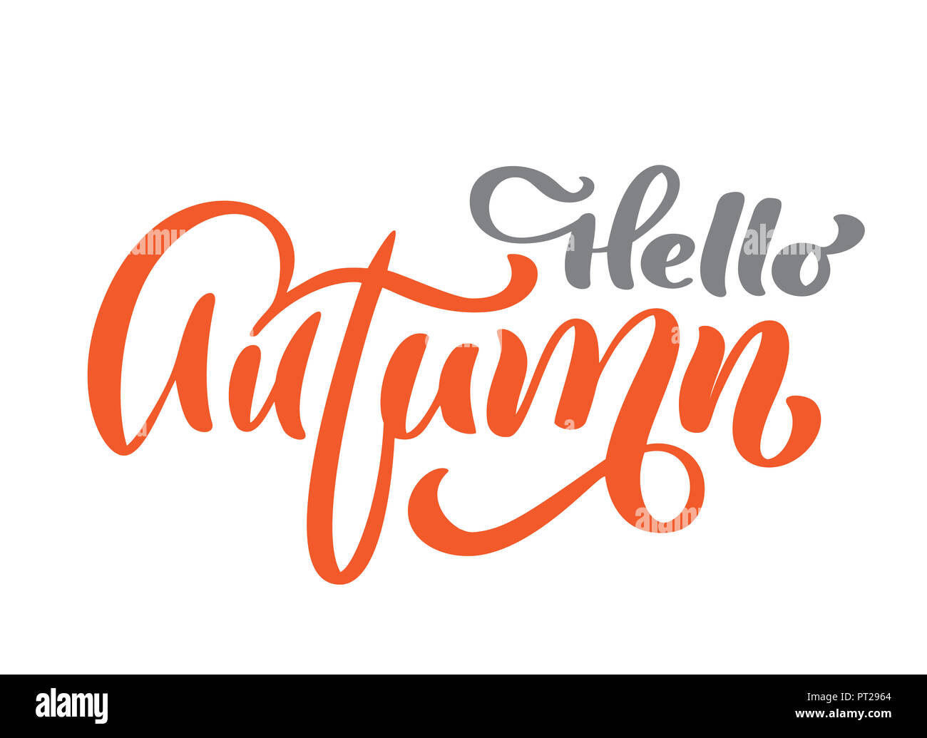 Hello autumn vector calligraphic text, hand lettering phrase ...