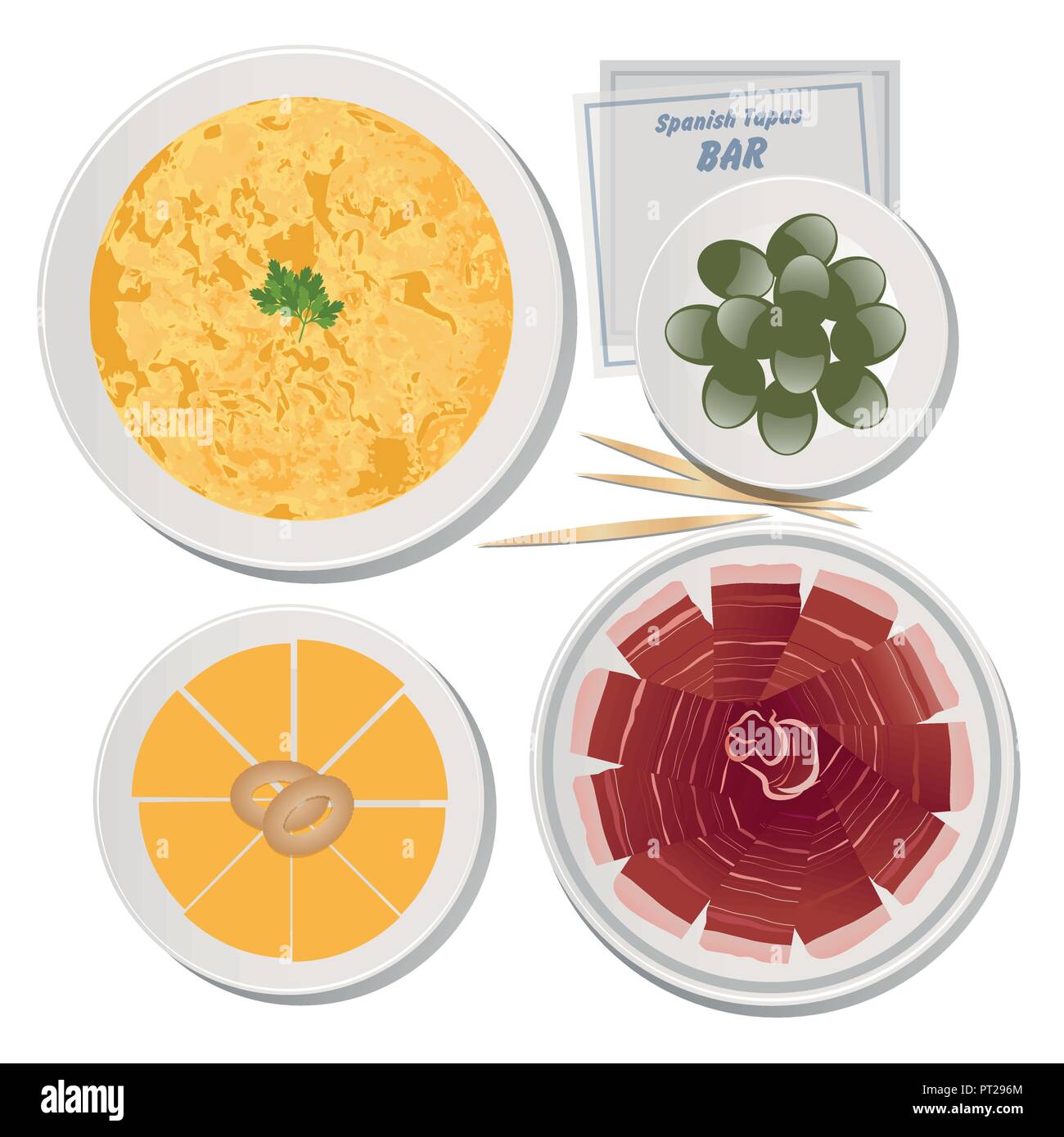 Typical Spanish Food. Tapas. Cheese, Potato Omelette, Iberian Ham ...