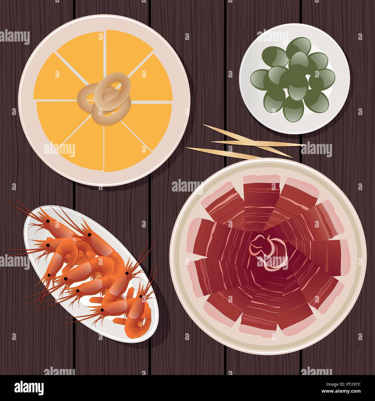 Tapas cheese ham Stock Vector Images - Alamy